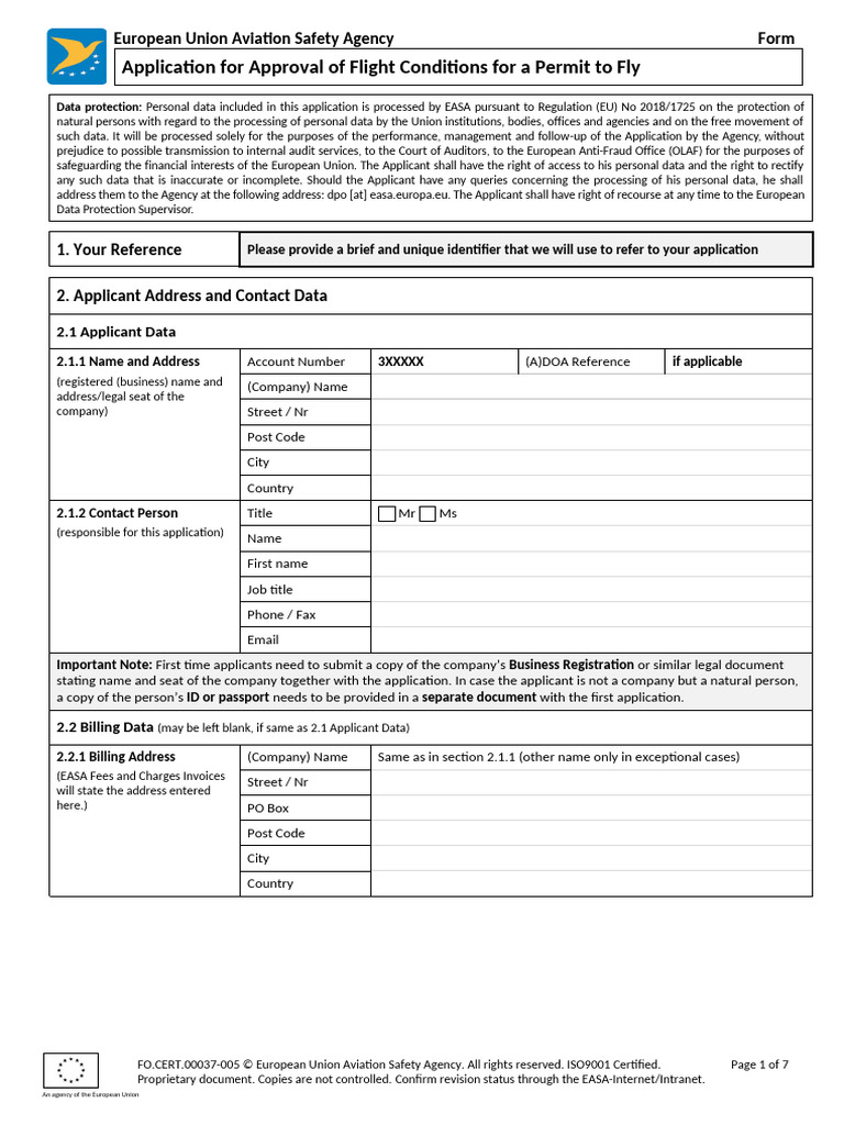 FO - Cert - .00037-005 - Application For Approval of Flight Conditions ...