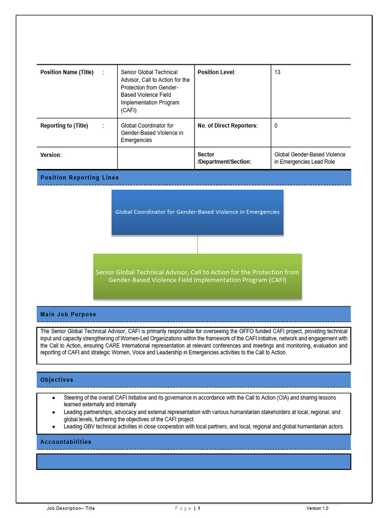 Technical Advisor CAFI Table 1 | PDF
