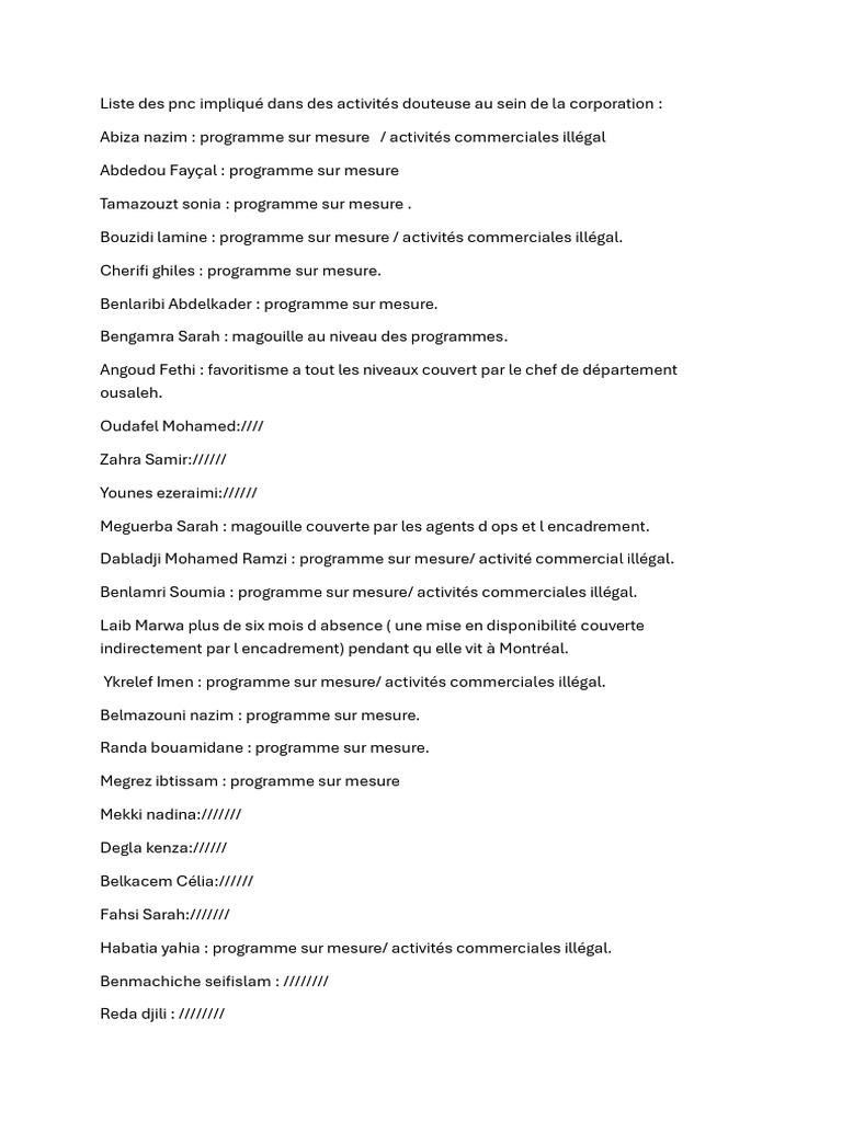 Liste Magouille | PDF