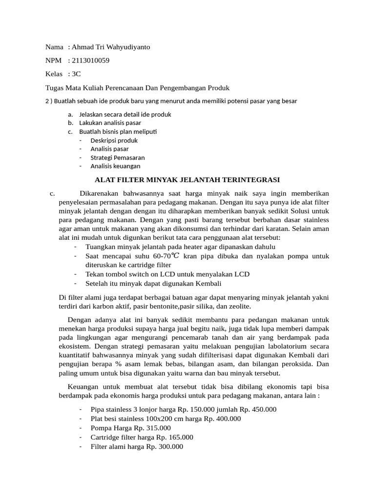 Tugas 2 C Perancangan Dan Pengembangan Produk | PDF