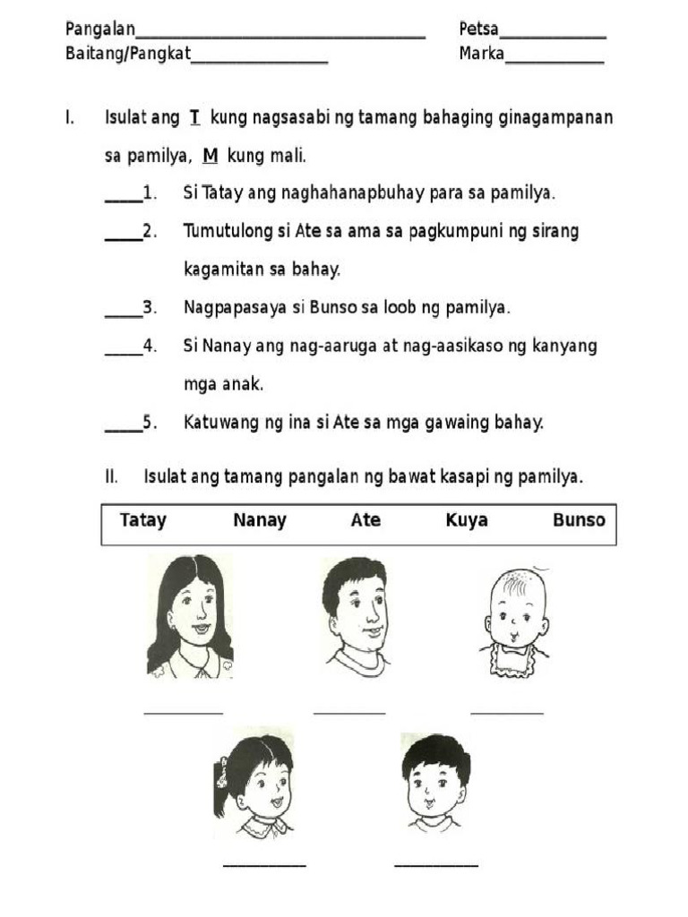 Tungkulin NG Bawat Kasapi NG Pamilya | PDF