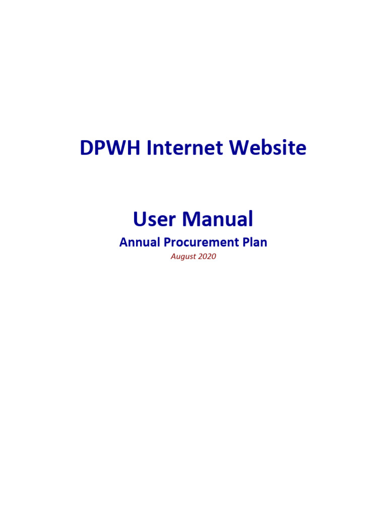 DPWH Internet Website Manual APP 2020 | PDF