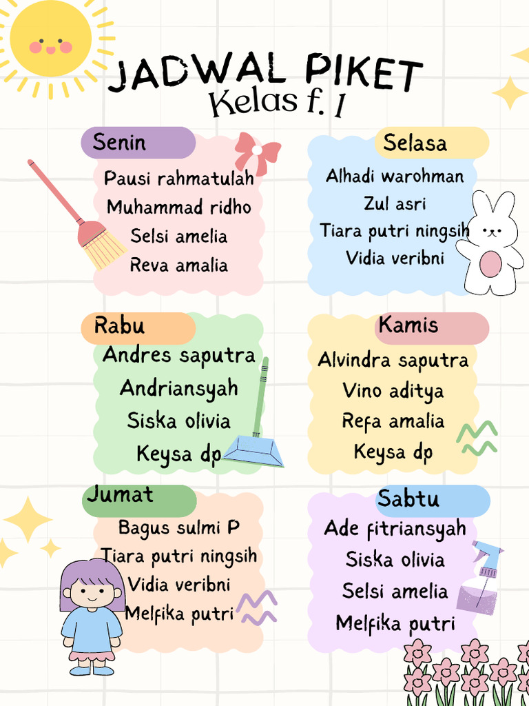 Biru Kuning Warna Wani Ilustratif Jadwal Piket - 20240720 - 093301 - 0000 | PDF