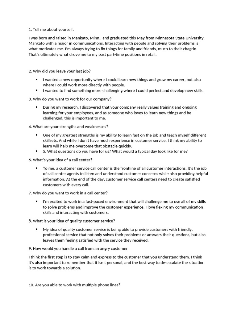 Call Center Questions | PDF