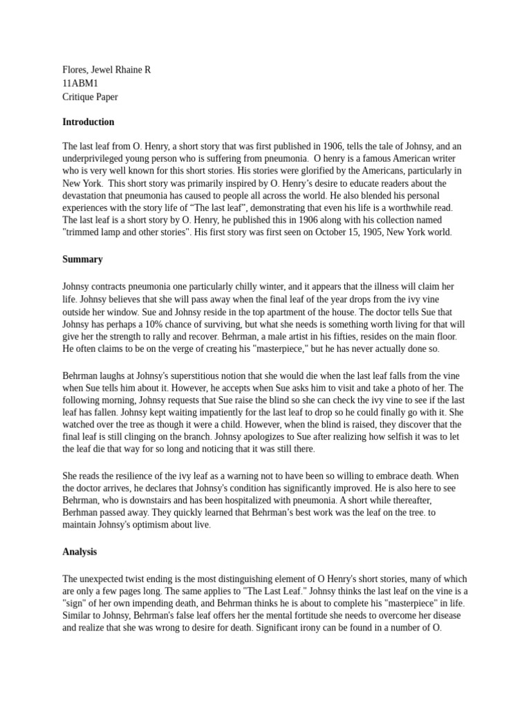 Crtique Paper | PDF