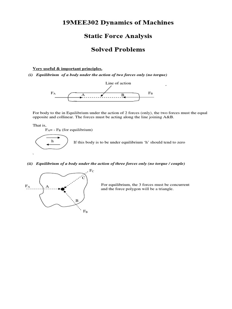 19MEE302 Force Analysis | PDF