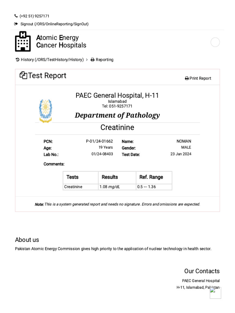 Report - PAEC CHs Noman | PDF