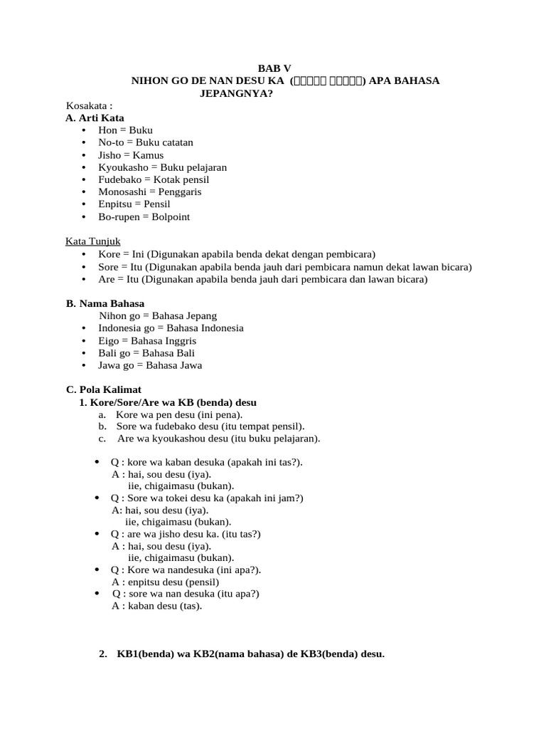BAB V Nihongo de Nan desuka | PDF