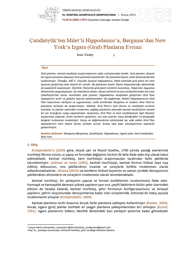 Çatalhöyük'ten Milet'li Hippodamus'a, Bergama'dan New York'a Izgara ...