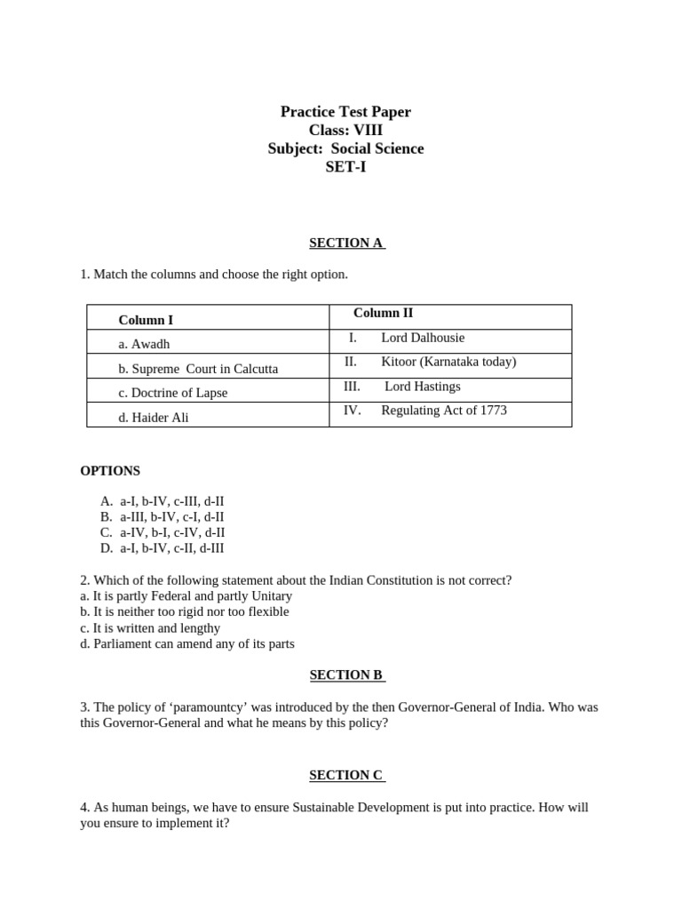 Practice Test Paper Set-1 | PDF | Justice | Politics