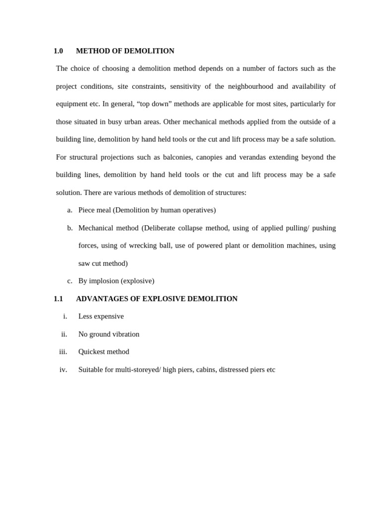 METHOD OF DEMOLITION | PDF