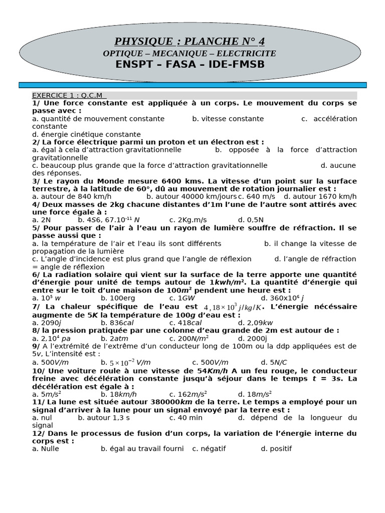 TD 4best PREPA Best PHYSIQUE | PDF