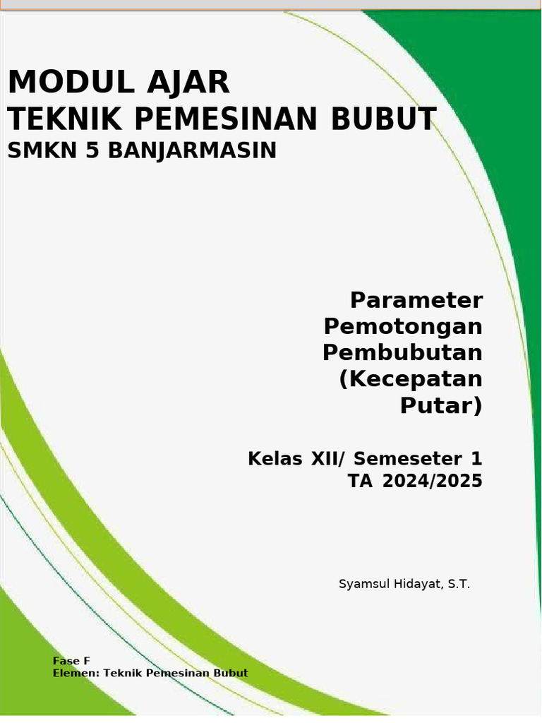 Modul Teknik Pemesinan Bubut | PDF