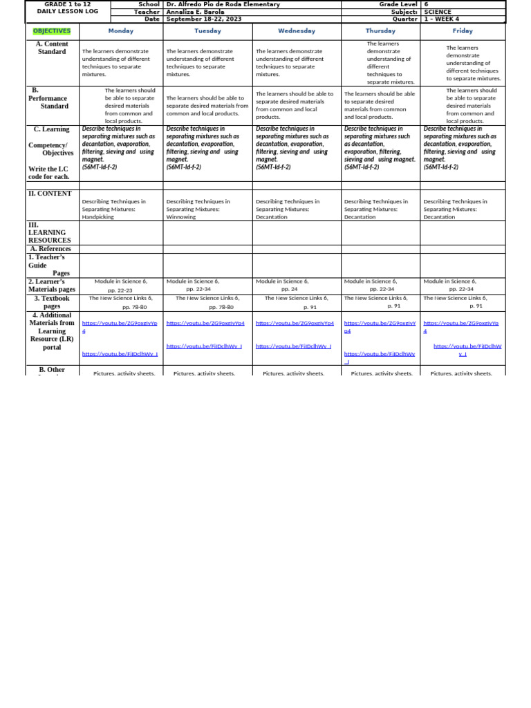 WEEK4 DLL SCIENCE | PDF