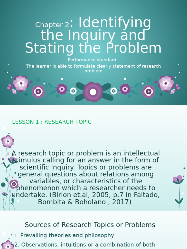 Chapter 2 Identifying Problems | PDF