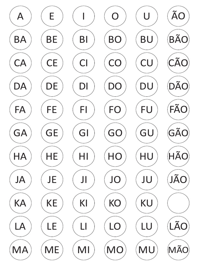 Sílabas Simples - Tampinha | PDF