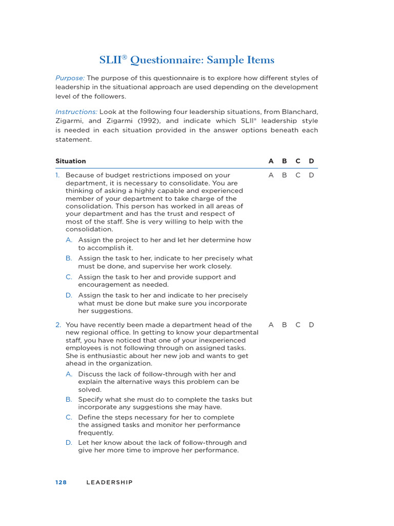 Chapter 5 SLII Questionnaire | PDF