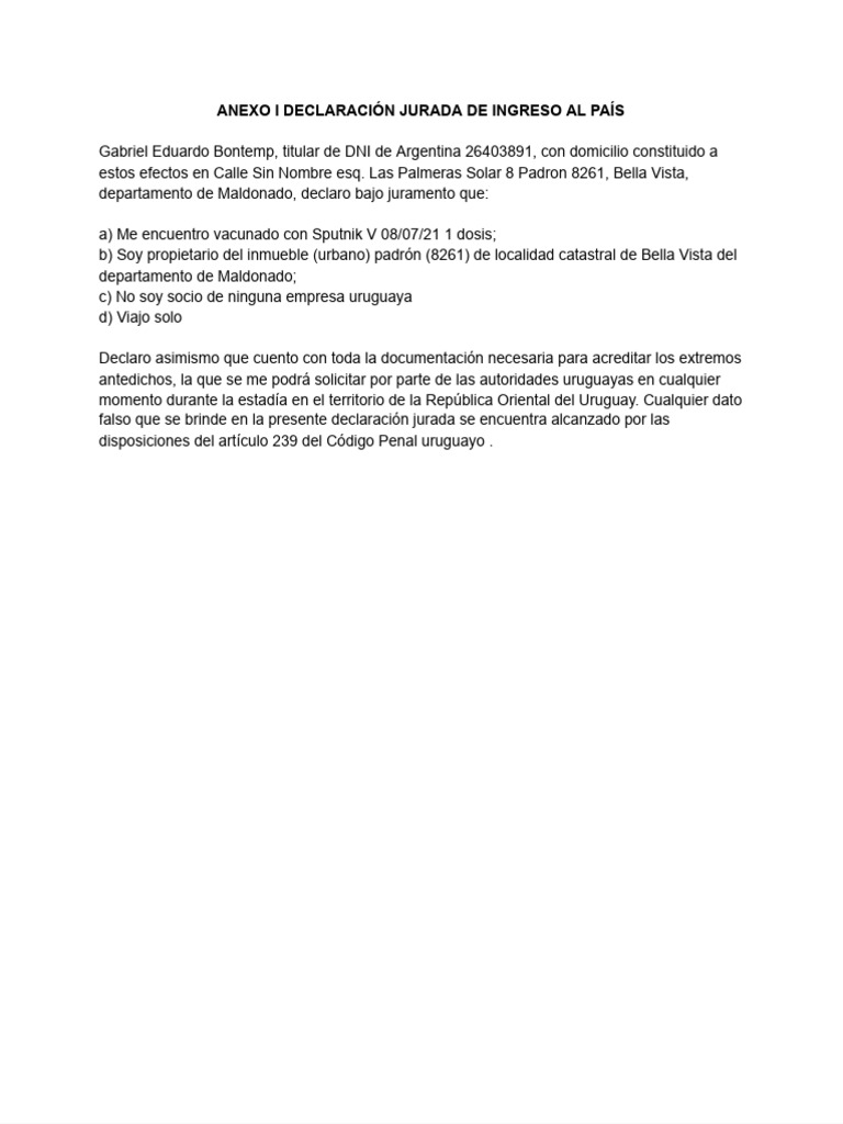 Declaracion Jurada Gabu | PDF