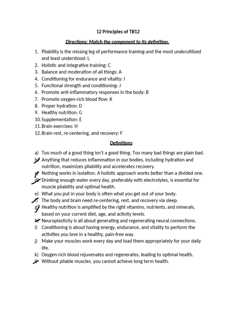 12 Principles of TB12 | PDF