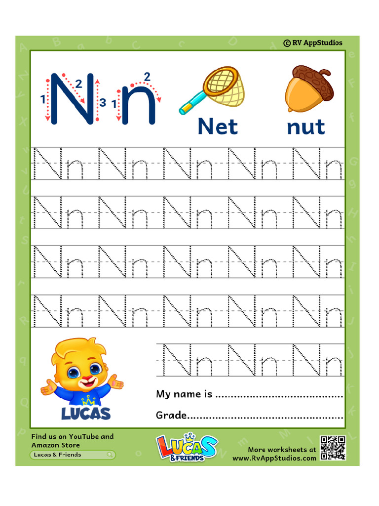 257 Free Printable Worksheets For Kids Alphabet Letter NN Tracing | PDF