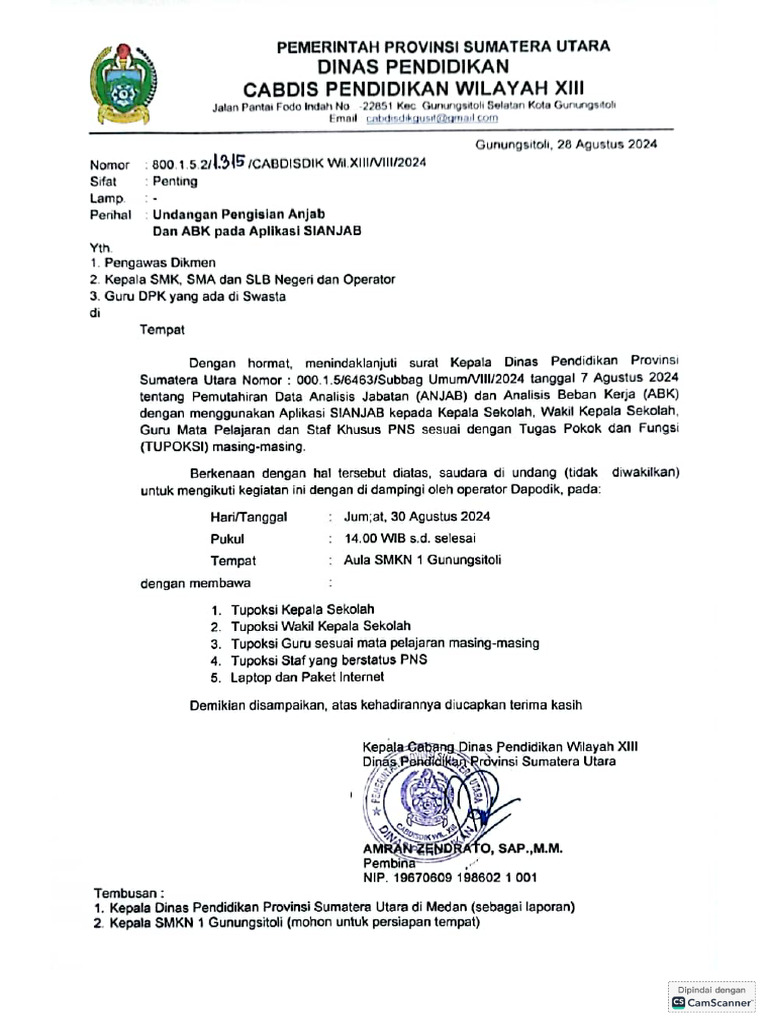 Undangan Pengisian Anjab 2024 | PDF