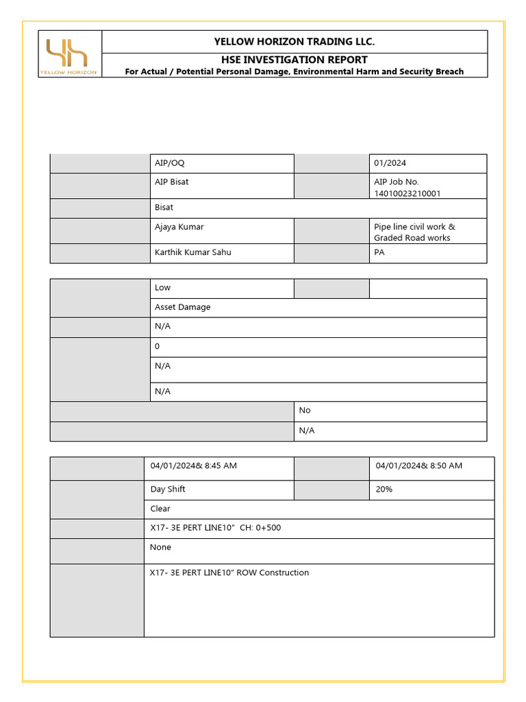 HSE Incident Investigation Asset Damage | PDF