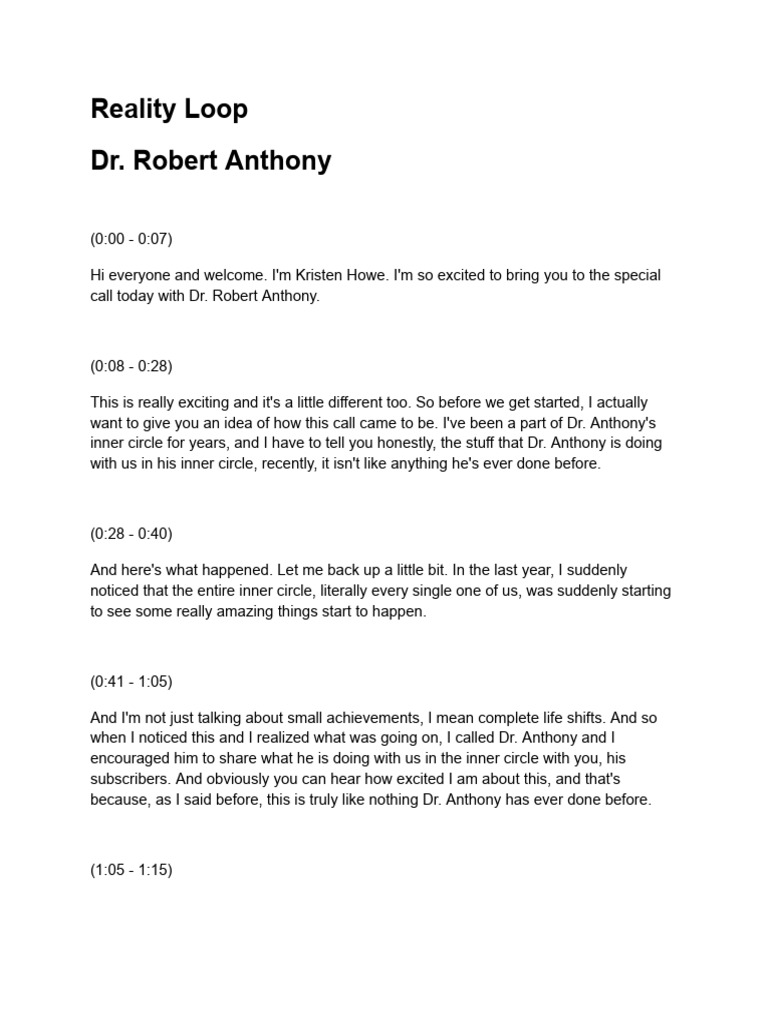 Reality Loop | PDF