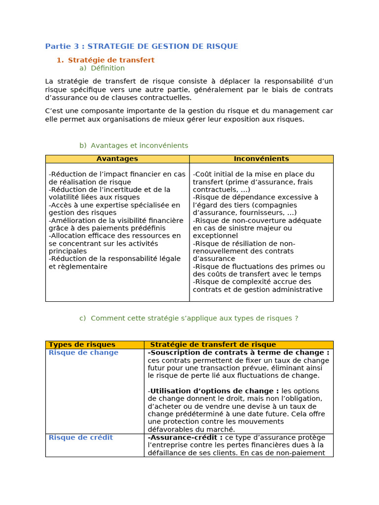 Stratégie de Gestion de Risque | PDF