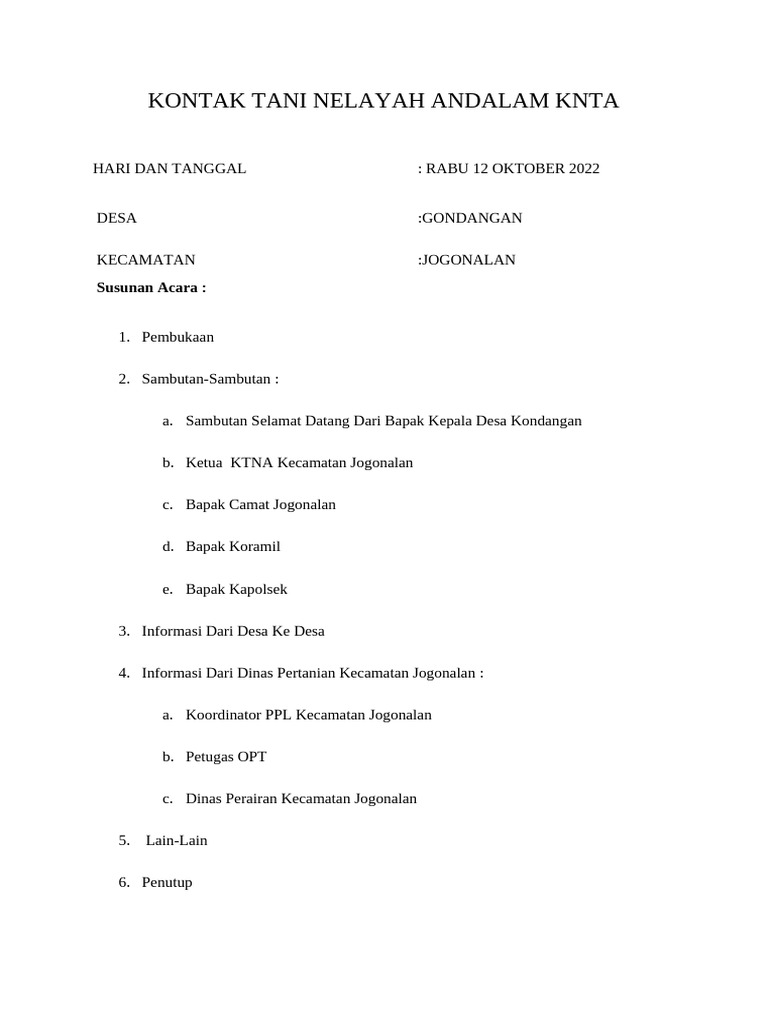 Kontak Tani Nelayah Andalam Knta | PDF