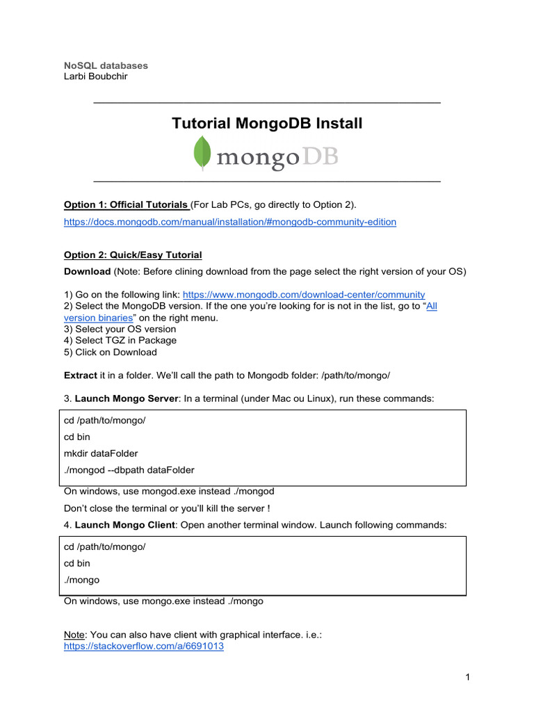 Tutorial MongoDB Install | PDF