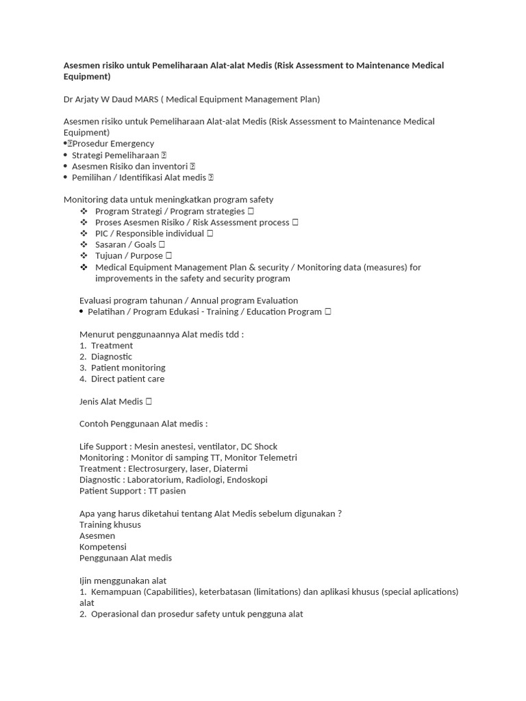 Analisa Resiko Alkes | PDF