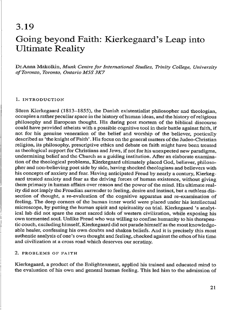 Makolkin 2018 Going Beyond Faith Kierkegaard S Leap Into Ultimate Reality | PDF