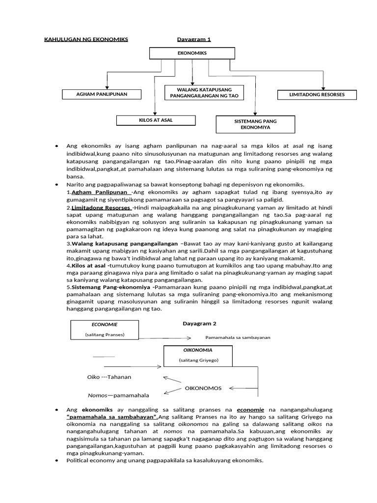 Kahulugan NG Ekonomiks Lec 1 | PDF