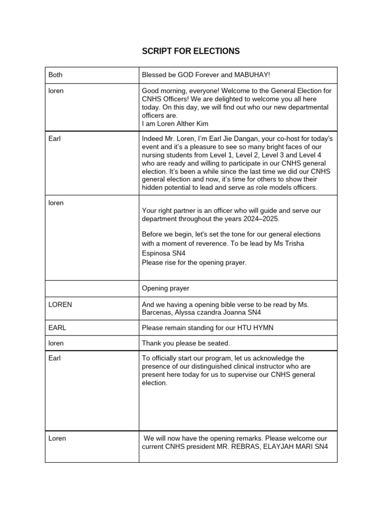Election Script | PDF