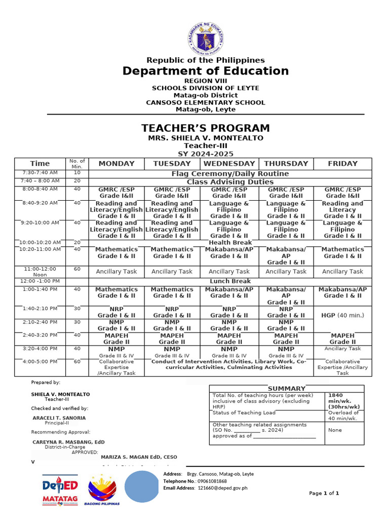 Final MG 12 Teachers Program 2024 2025 | PDF