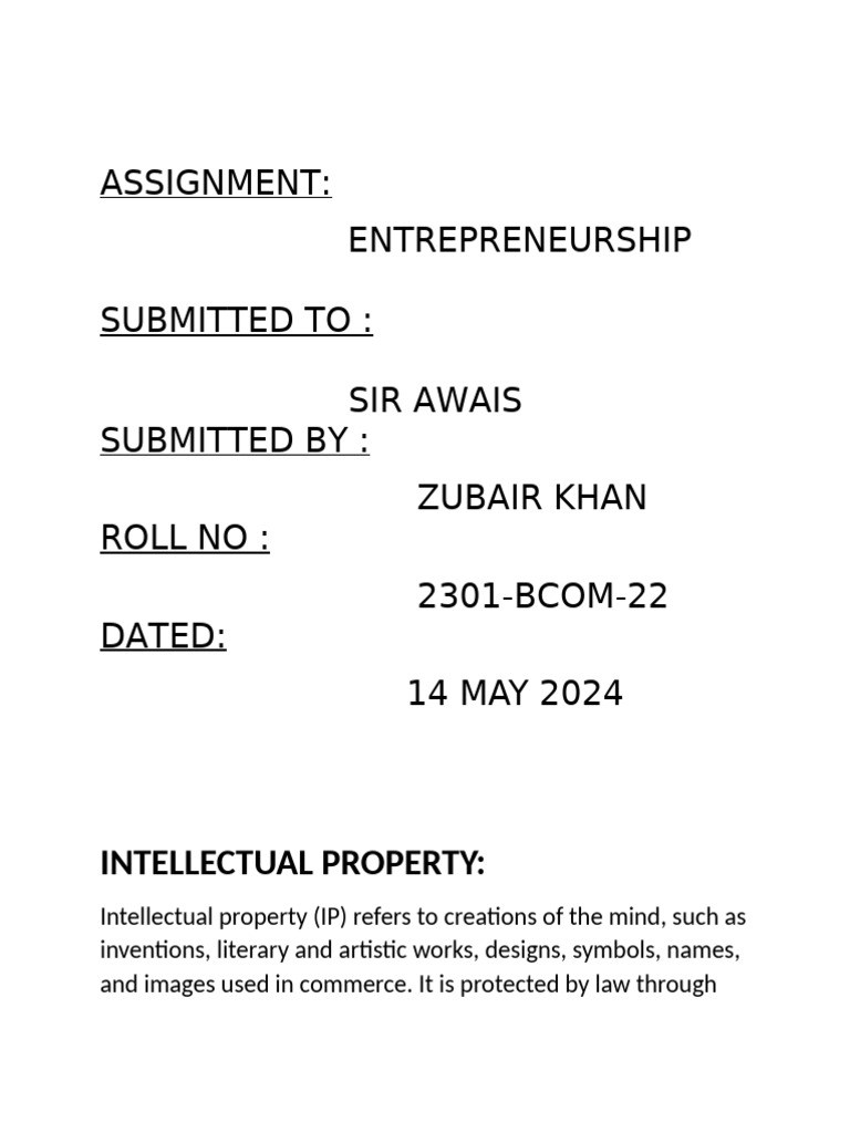 ASSIGNMENT INTELLECTUAL PROPERTY ZK | PDF