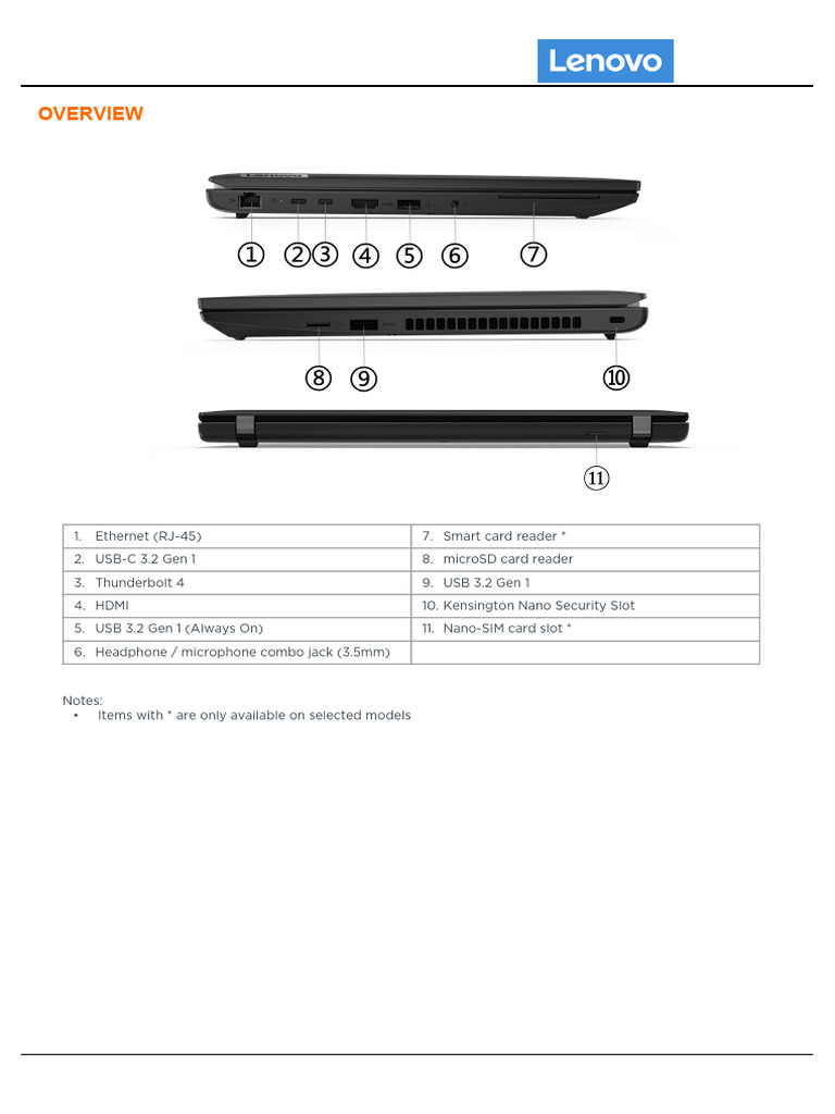 ThinkPad L14 Gen 3 Intel Spec | PDF | USB | Informática