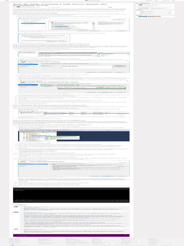 Step-By-Step: Creating A SQL Server Always On Availability Group | PDF