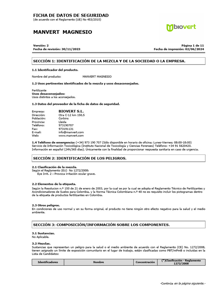 Manvert Magnesio V.2. | PDF