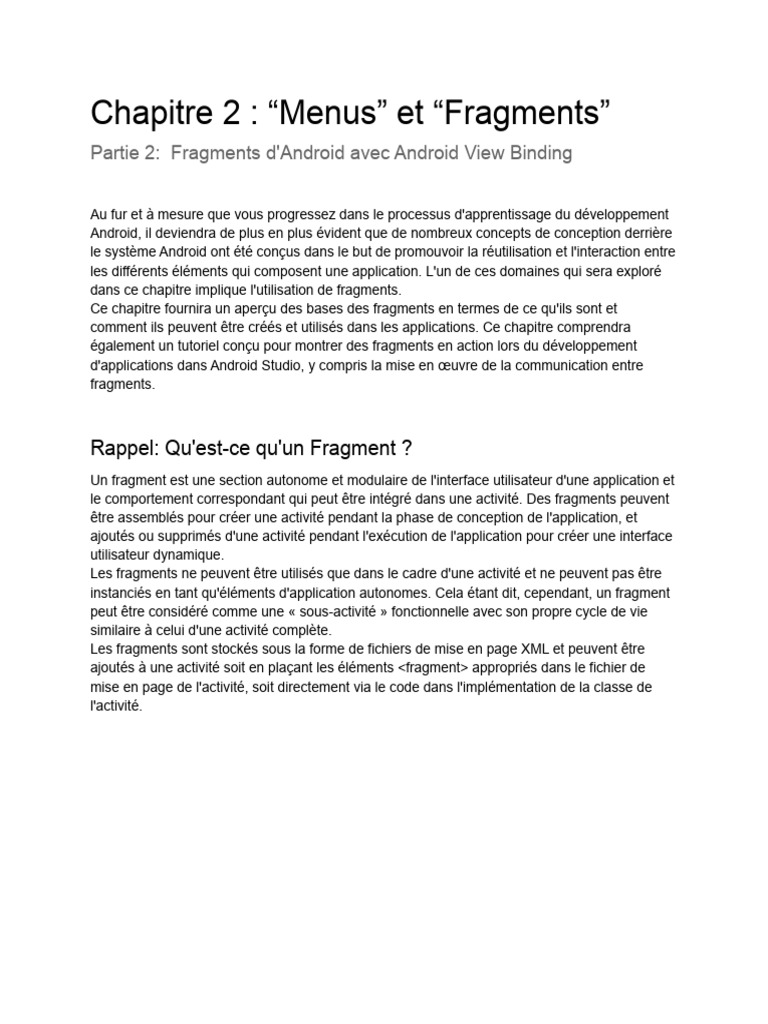 Chapitre 2 - Une Introduction Aux Fragments Dandroid Avec Android View ...