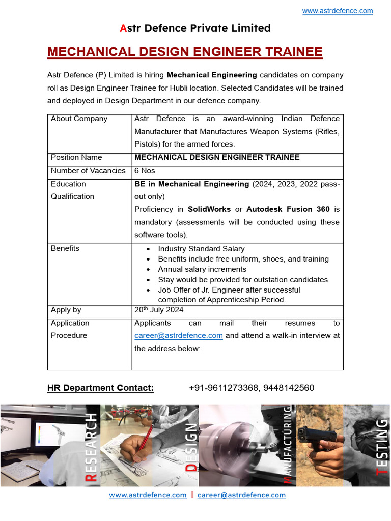 1 - 731102 - Astr - Mechanical Design Engineer Trainee | PDF