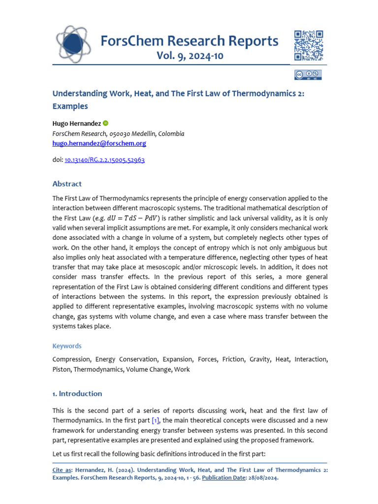 Understanding Work, Heat, and The First Law of Thermodynamics 2 ...