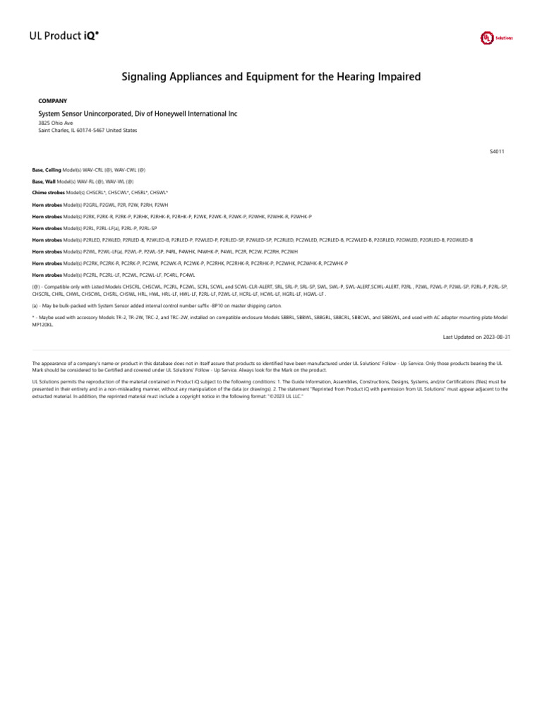 Certificado UL Product Iq P2RK | PDF