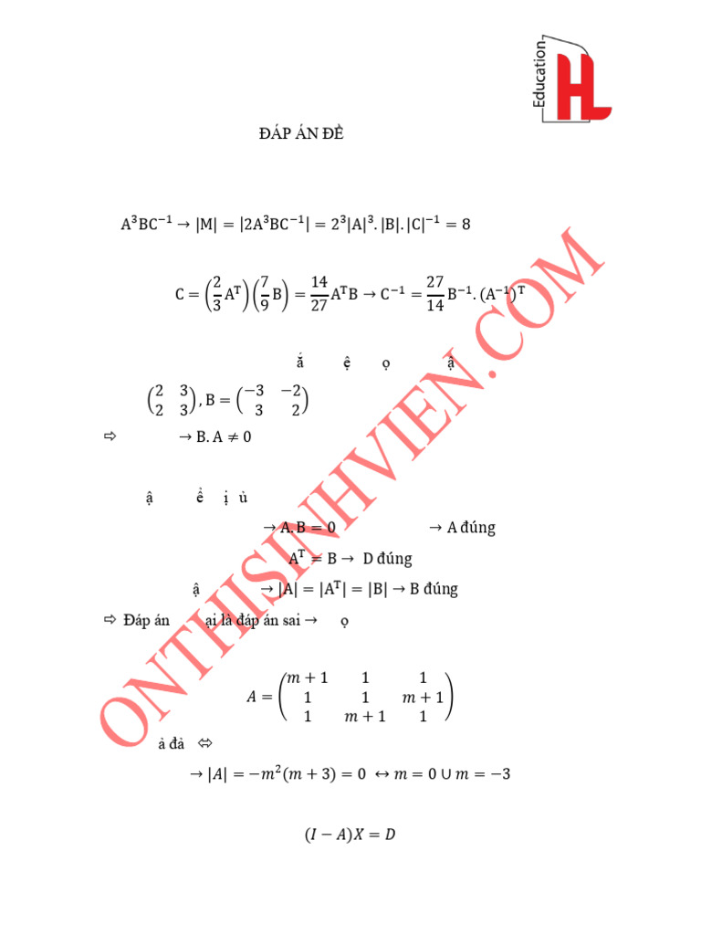 ĐÁP ÁN ĐỀ THI K43 | PDF