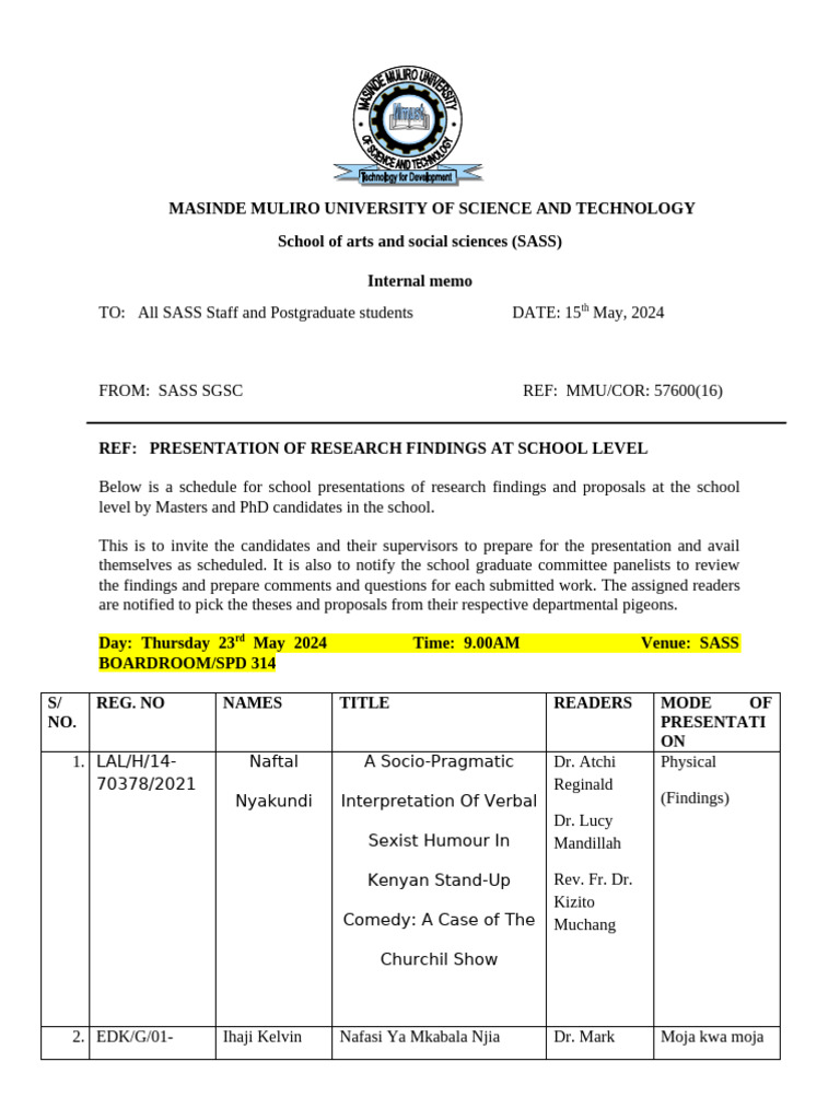 23rd May Presentation Schedule-1 | PDF