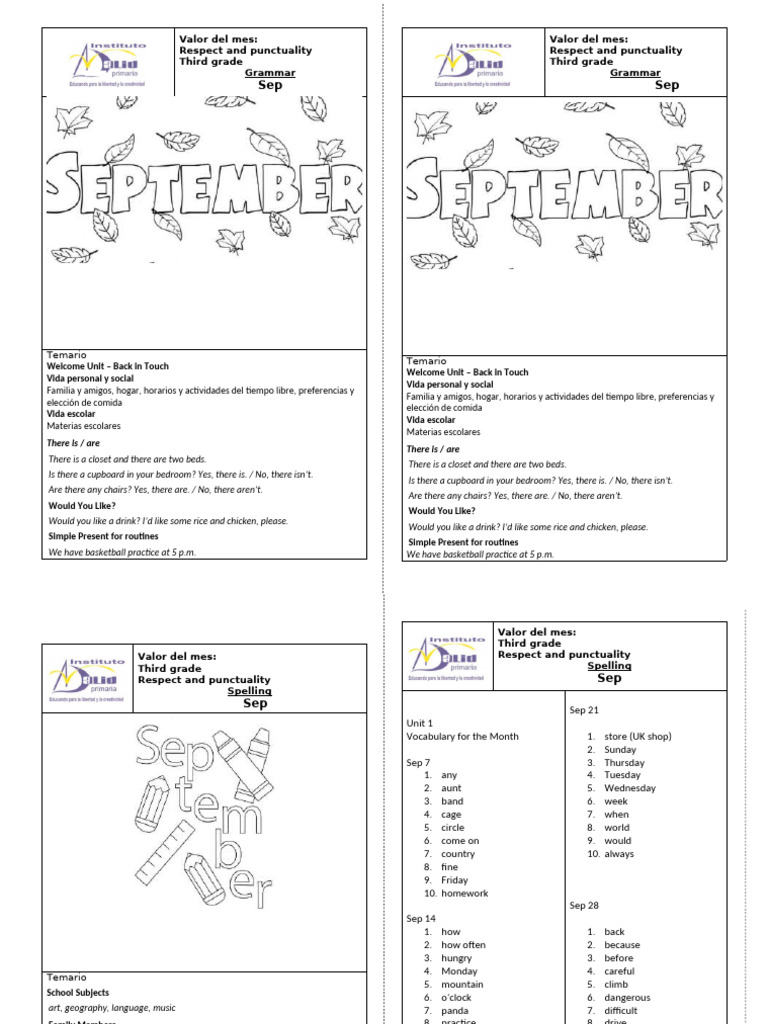 P3 Portada Temario y Ortografia Septiembre | PDF