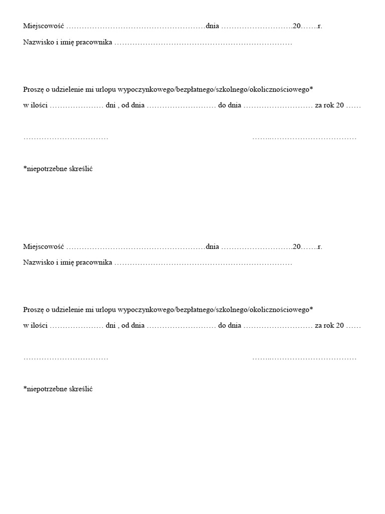 Wniosek o Urlop | PDF