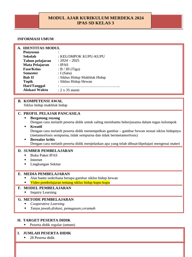 Modul Ajar IPAS Kls 3 | PDF
