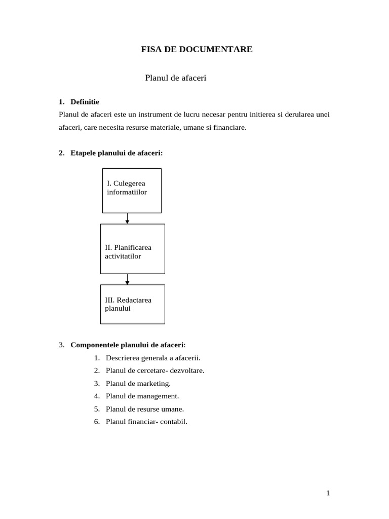 Fisa de Documentare Planulde-Afaceri | PDF
