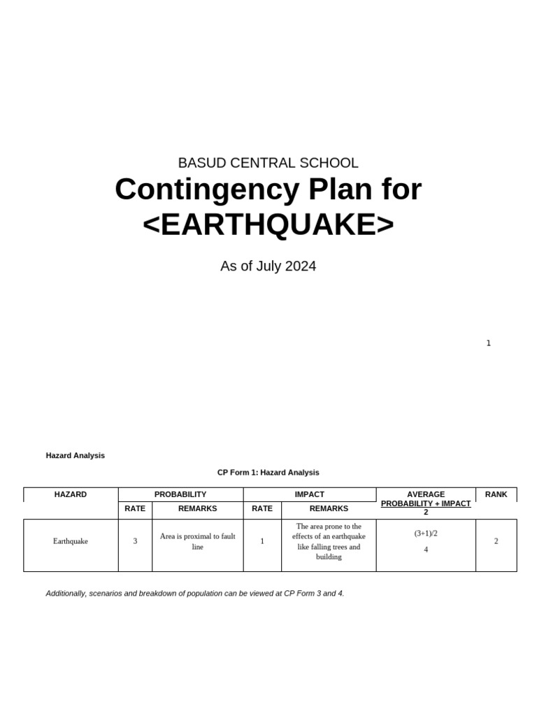 Contingency-Plan Earthquake | PDF | Incident Command System | Earthquakes